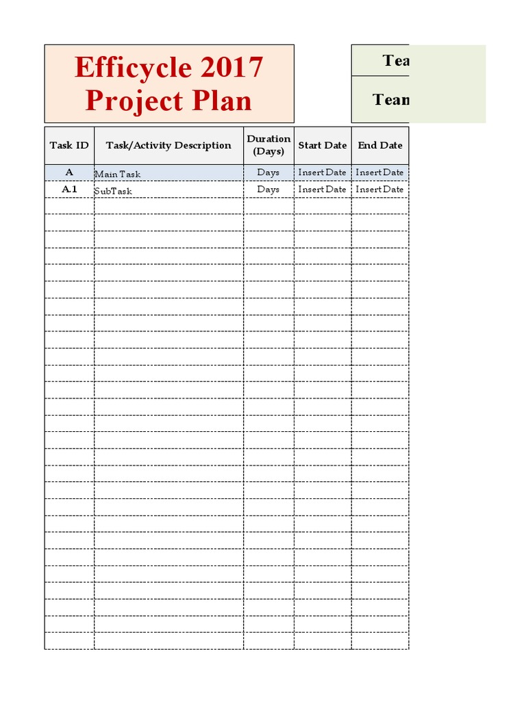 Efficycle 2017 - Project Plan Format | PDF | Microsoft Excel | Computing