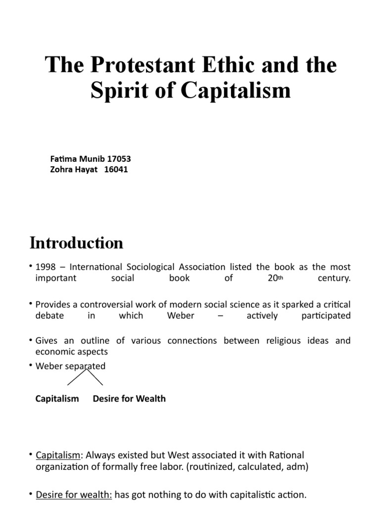 The Protestant Ethic Summary | PDF | Protestantism | Max Weber
