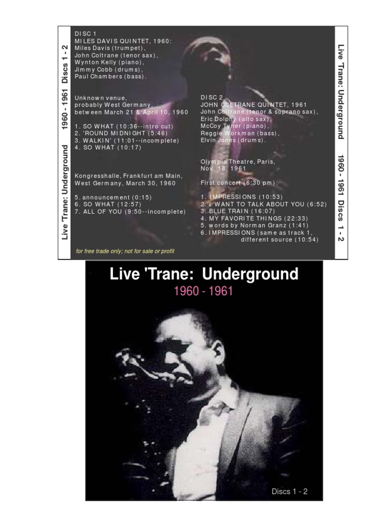 Live 'Trane: Underground: For Free Trade Only Not For Sale or Profit | PDF | Jazz | African ...