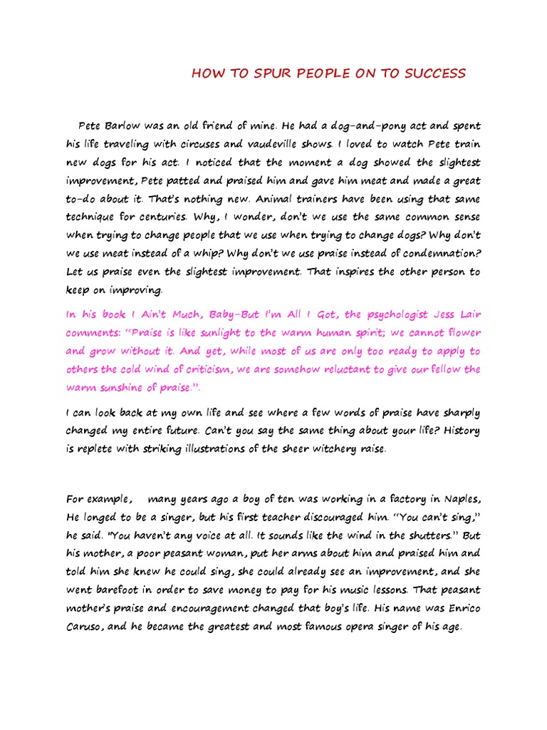 How To Spur People On To Success | PDF