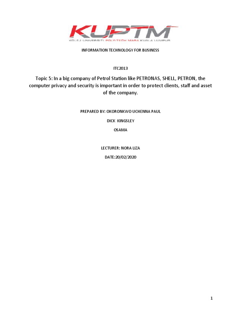 ITC Assignment Contoh | PDF | Computer Security | Security