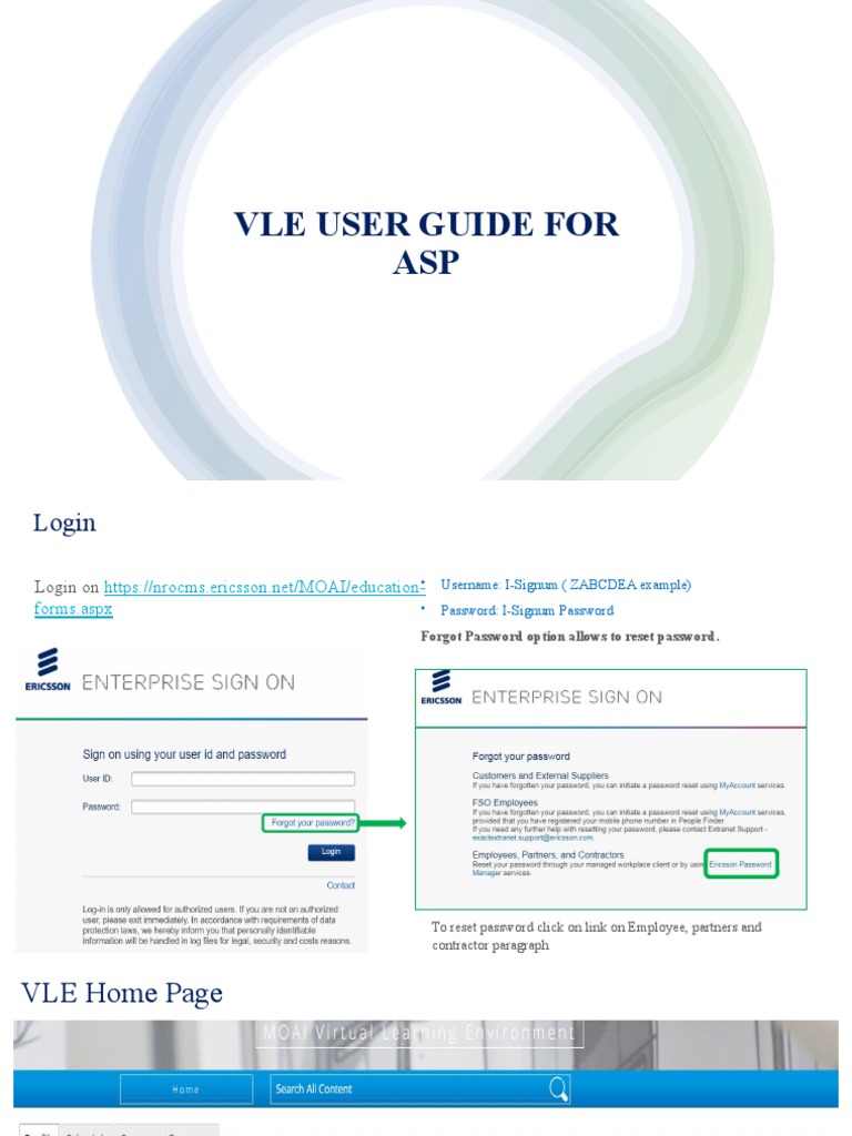 VLE User Guide For ASP-India | PDF | Login | Password