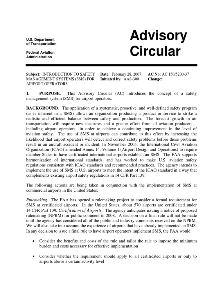 Advisory Circular: 1. PURPOSE. This Advisory Circular (AC) Introduces ...