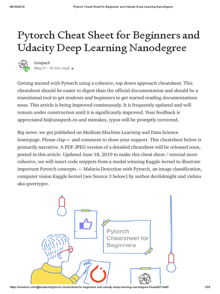 Pytorch Cheat Sheet For Beginners And Udacity Deep Learning Nanodegree 