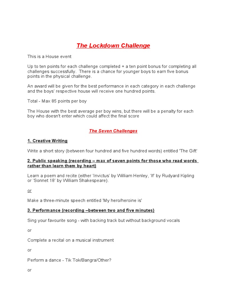 The Lockdown Challenge: A Virtual House Competition With Seven Tests of ...