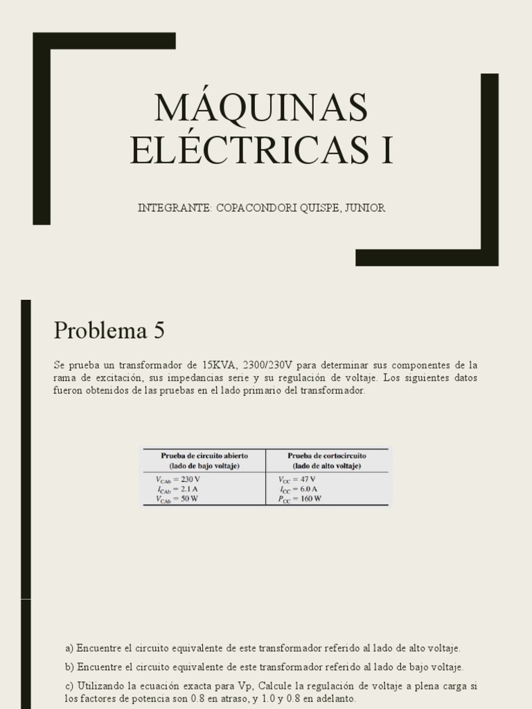 Máquinas Eléctricas - SOLUCION | PDF | Transformador | Energia electrica