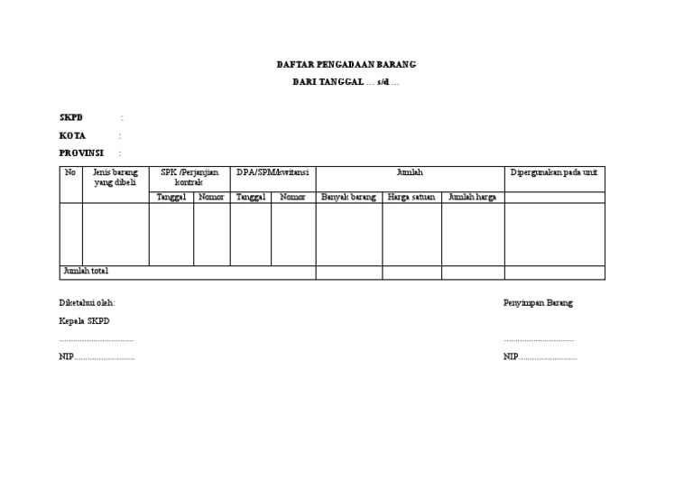 Blanko Pengadaan Barang | PDF