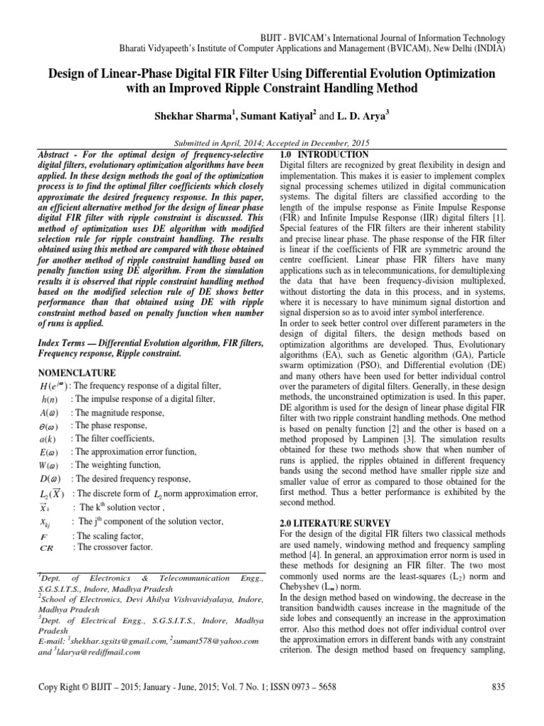 DE FIR Improved Ripple Constraint | PDF | Filter (Signal Processing ...