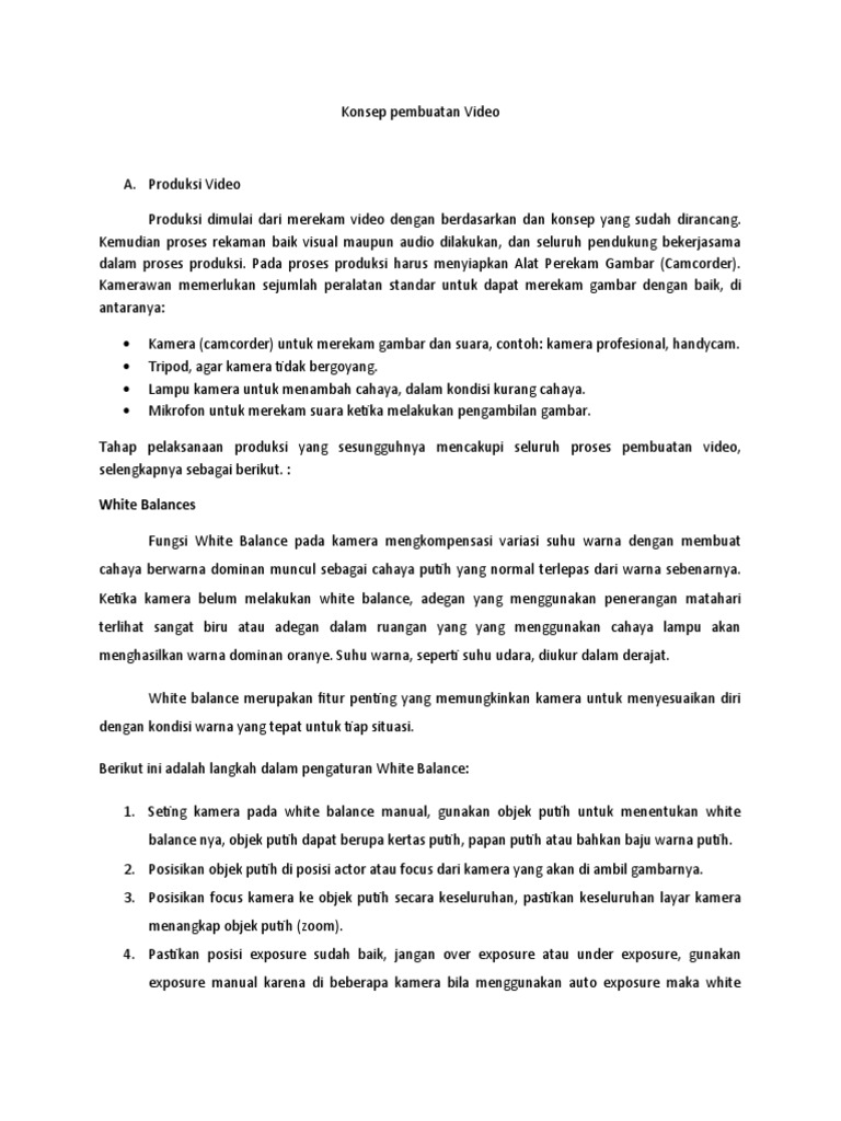 Konsep Pembuatan Video 1 | PDF