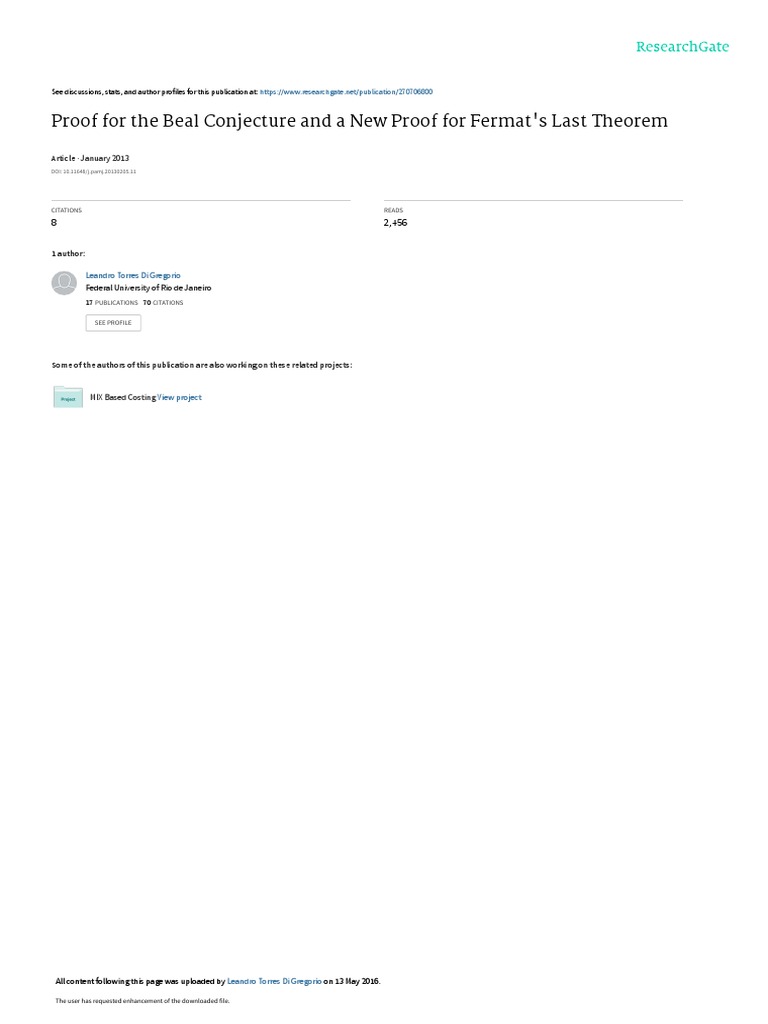 Proof For The Beal Conjecture and A New Proof For Fermat's Last Theorem ...