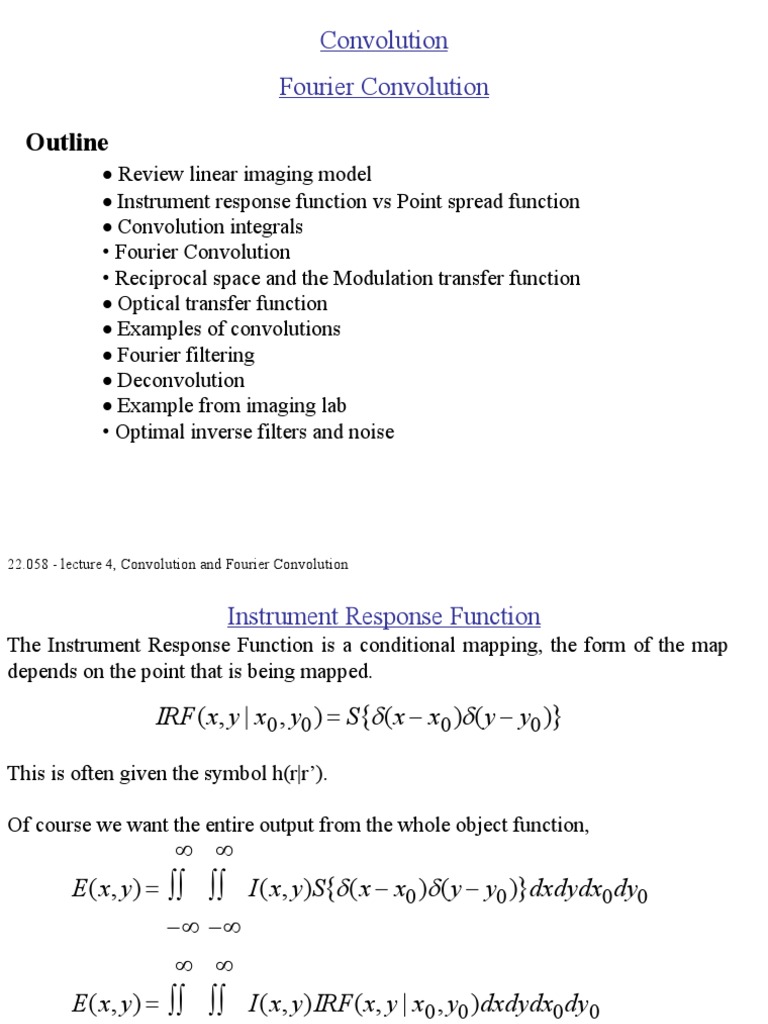 Lecture 4 | PDF | Convolution | Fourier Transform