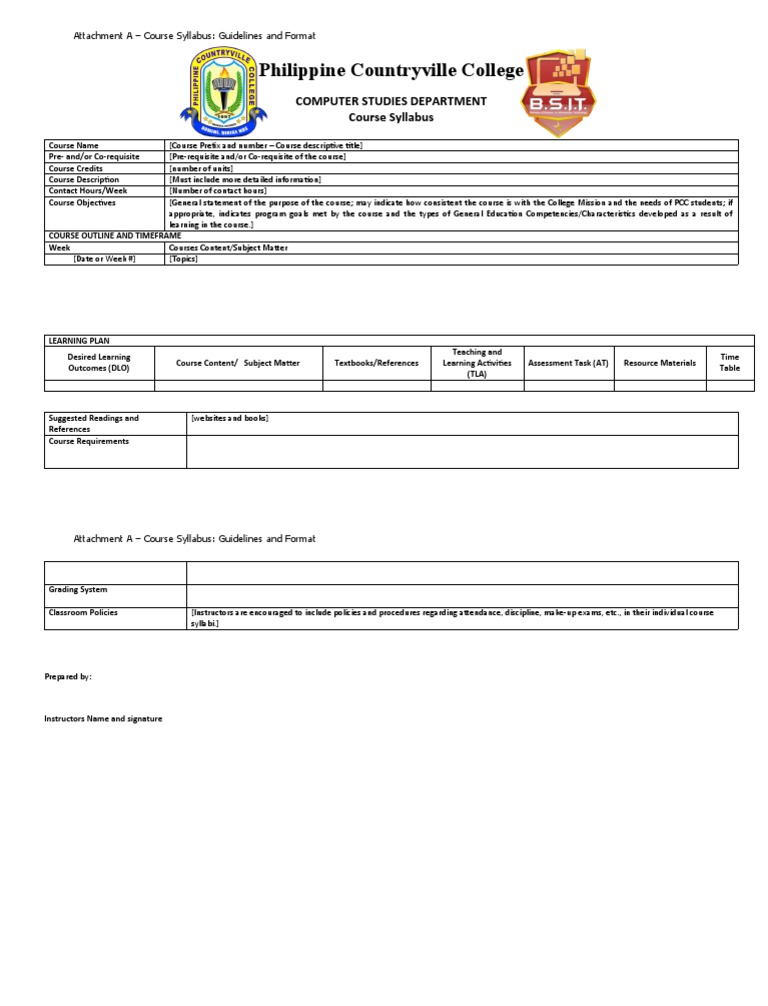 Syllabus Guidelines and Formats | PDF