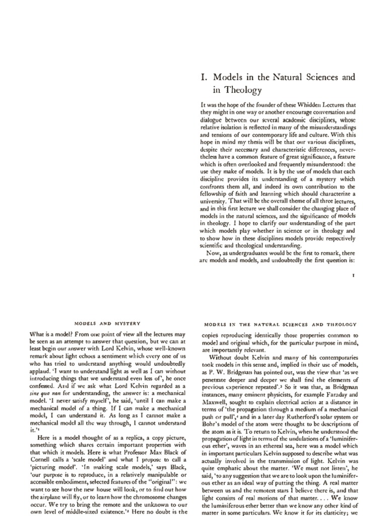 Ramsey, Ian (1964) Models in The Natural Sciences and Theology PDF ...
