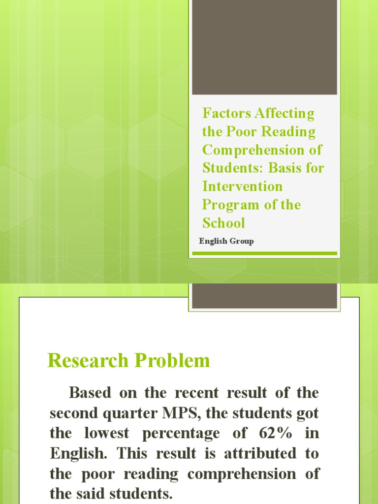 Factors Affecting The Poor Reading Comprehension of Students WORKSHOP | PDF
