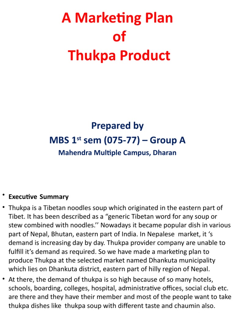 Thukpa Marketing Plan for Dhankuta | PDF | Business Economics | Economies