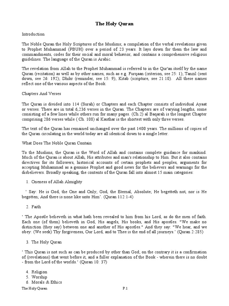 The Holy Quran | PDF | Quran | Islam