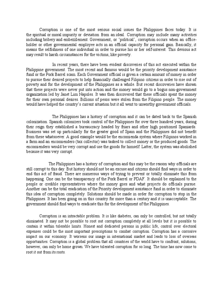 Corruption Is One of The Most Serious Social Issues The Philippines ...