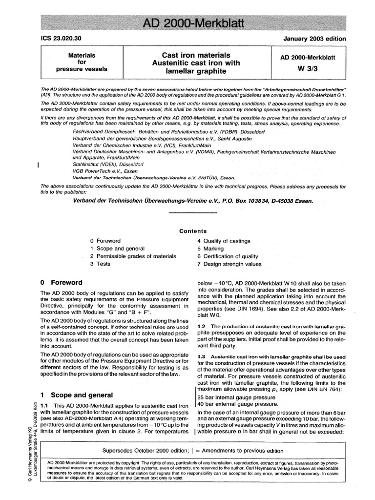 AD 2000-Merkblatt W 3 - 3 Englisch Vom 01-2003 | PDF