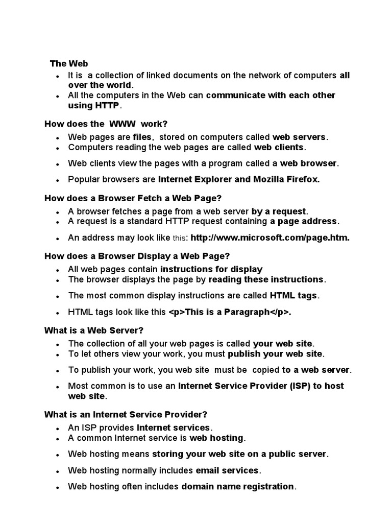 The Web Over The World Using How Does The Work Pdf Html Element Xhtml 