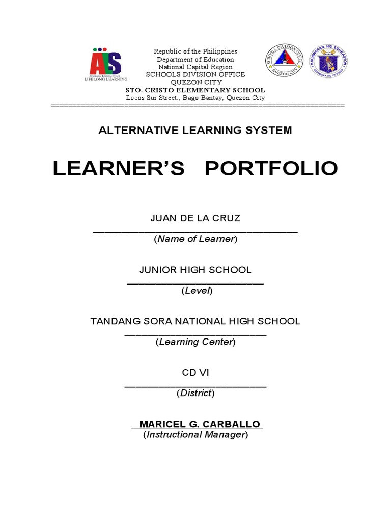 Learner'S Portfolio: Alternative Learning System | PDF | Percentage ...