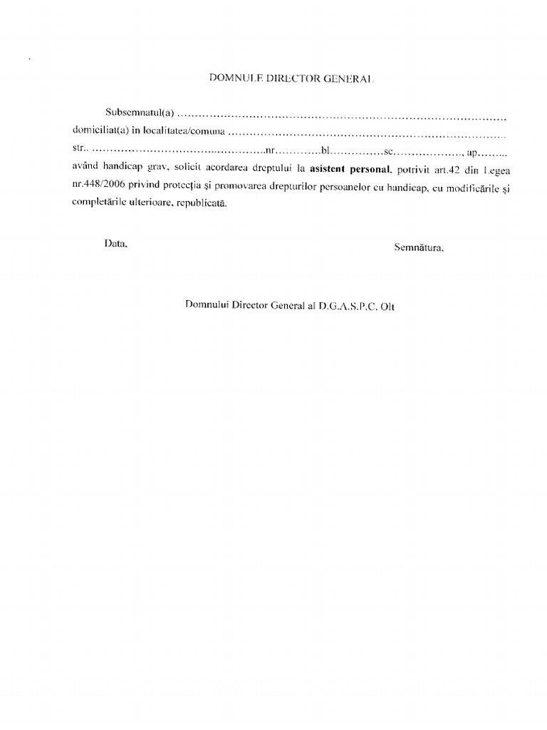 Cerere ACORD Asistent Personal Adult | PDF