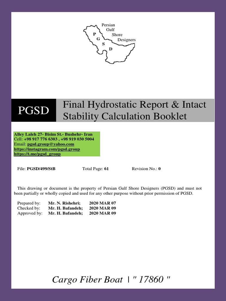 Intact Stability Booklet of Fiber Cargo | Download Free PDF | Ships | Hull (Watercraft)