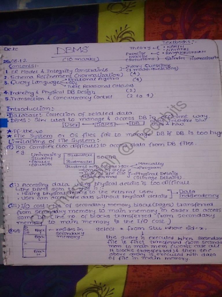 DBMS Hand Written Notes Made Easy | PDF | Databases | Information Science