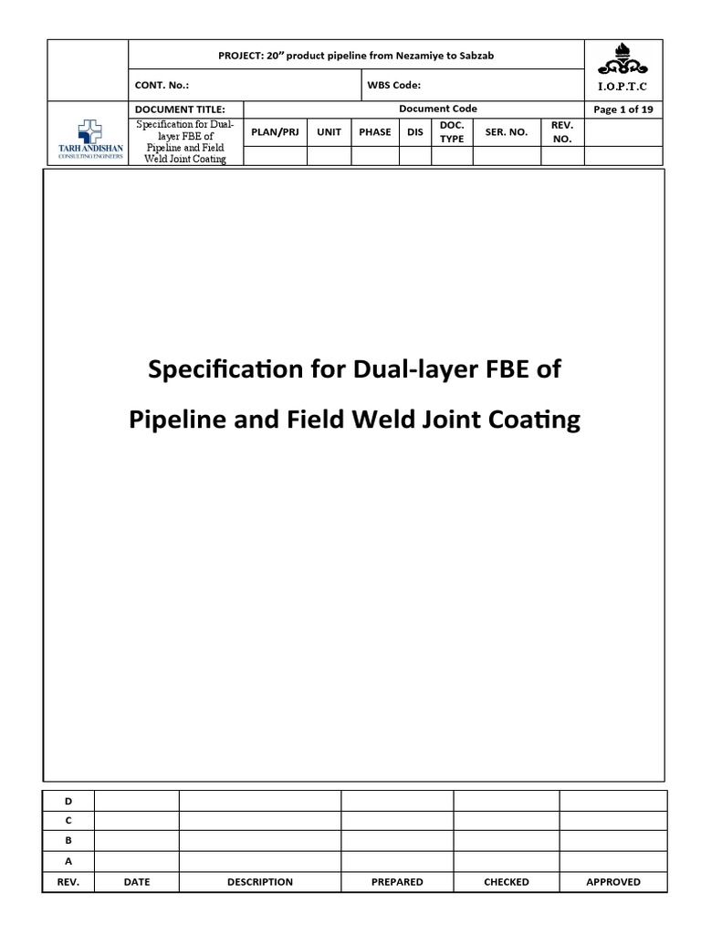 Specification For Dual-Layer FBE | PDF | Pipe (Fluid Conveyance ...