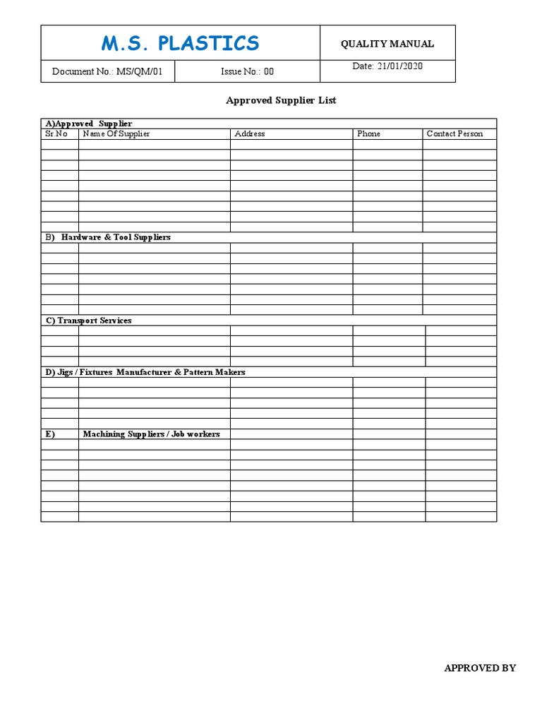 12.approved Vendor List | PDF | Business Process | Business