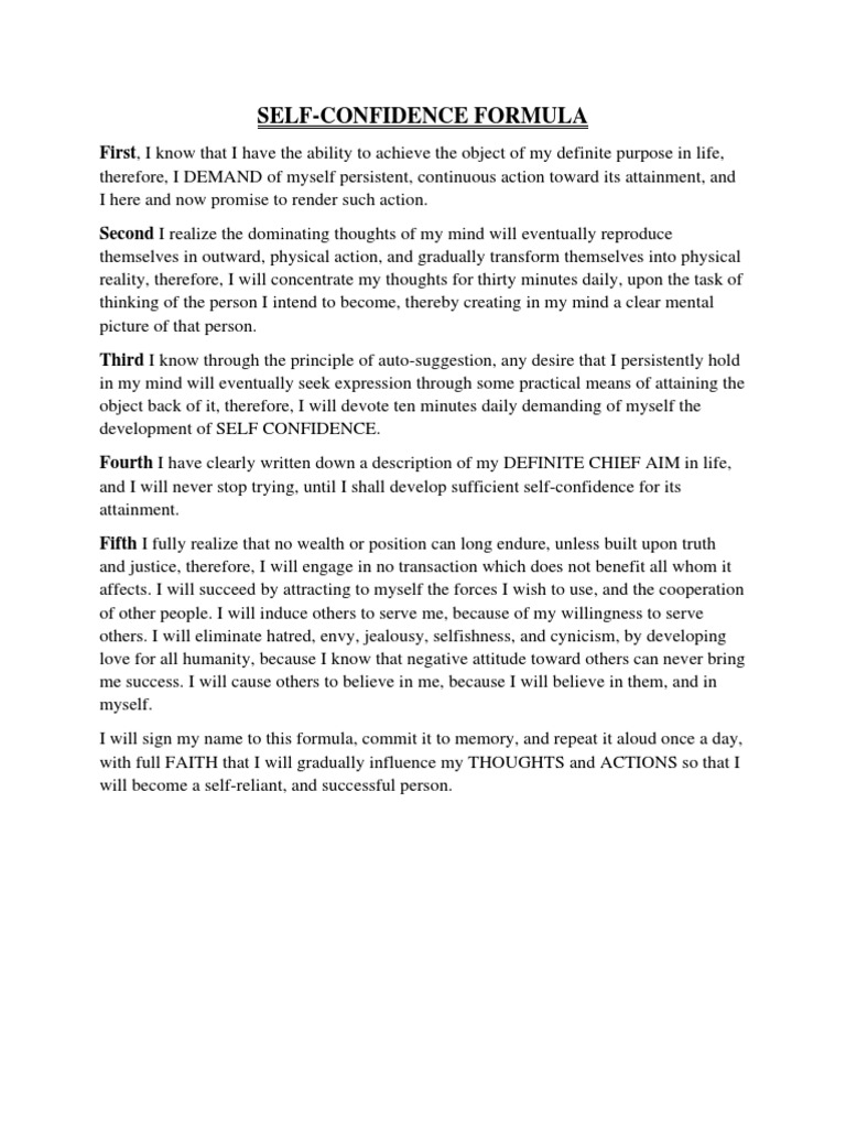 Self Confidence | PDF