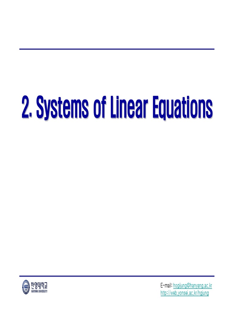 Solving Linear Systems Overview | PDF | System Of Linear Equations ...