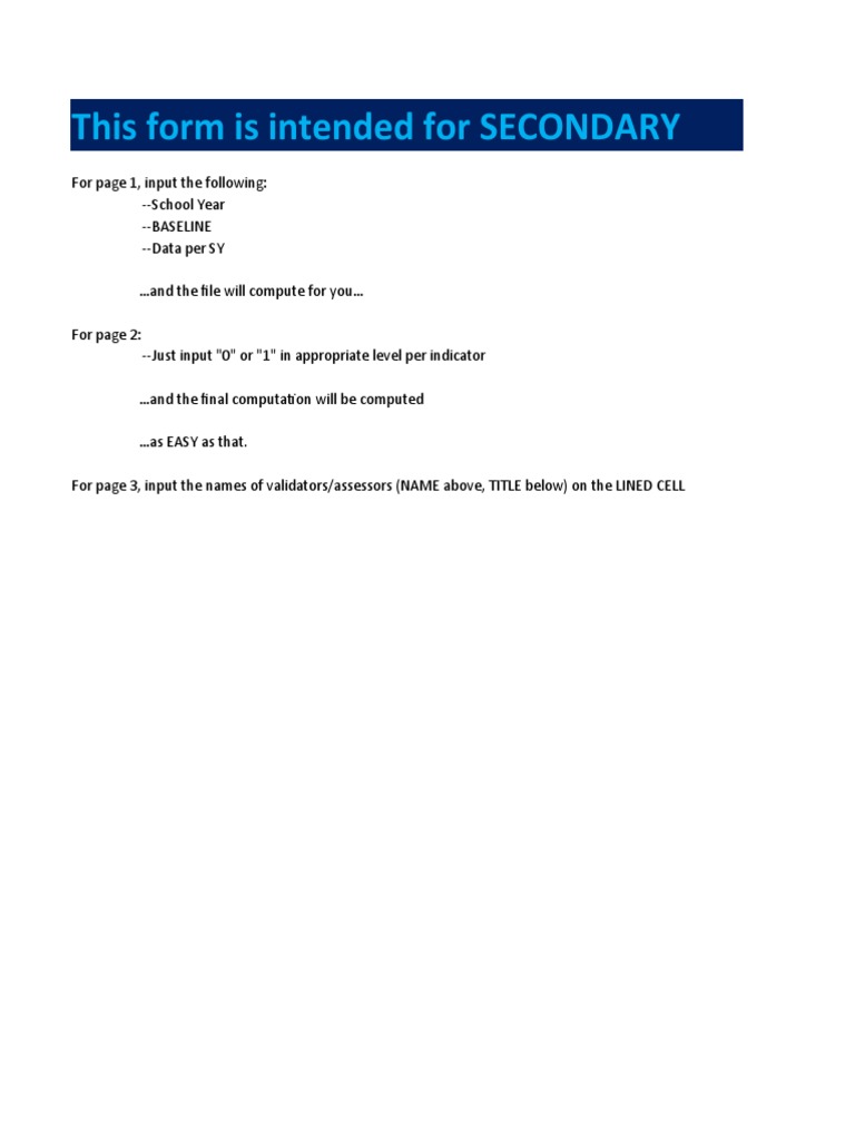 Updated SBM Validation Tool SECONDARY | PDF | Weighted Arithmetic Mean ...