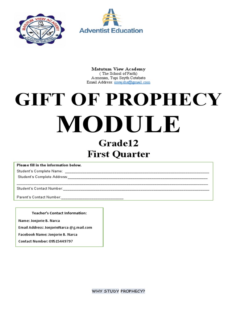 Gift of Prophecy Module 1st Grading Final | PDF | Elijah | Prophet