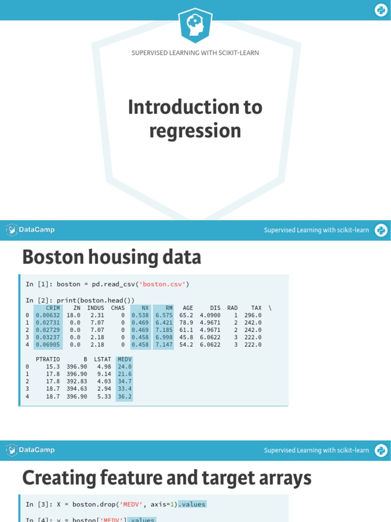 Supervised Learning With Scikit-Learn: Introduction To Regression | PDF | Cross Validation ...