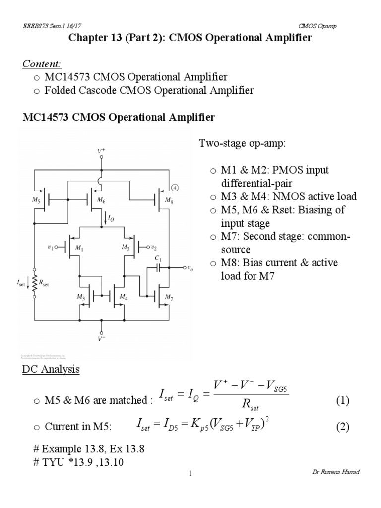CMOS Opamp Analysis & Design | PDF | Operational Amplifier | Amplifier