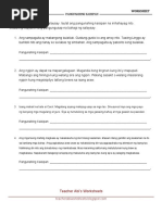 FILIPINO WORKSHEET 4 - Pagbibigay NG Angkop Na Pamagat Sa Binasang Teksto | PDF