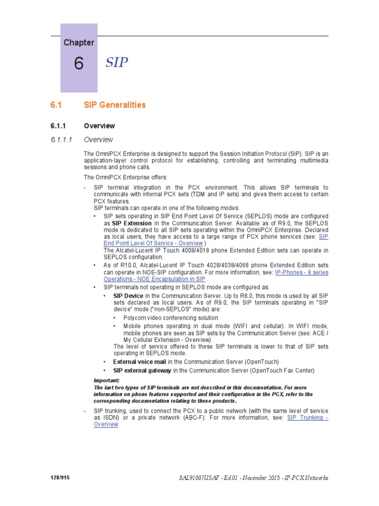 8AL91007USAF Ed01en SIP Extract | PDF | Session Initiation Protocol ...