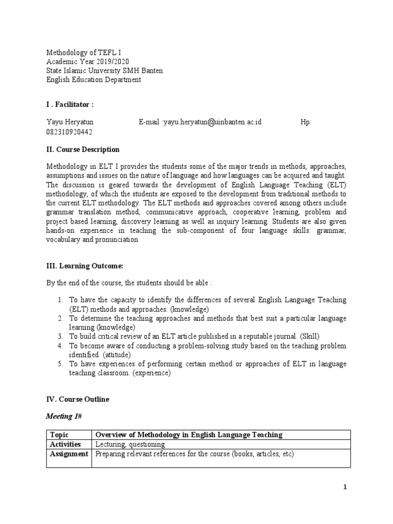 Methodology of TEFL Irevised New | PDF | Language Education | English ...