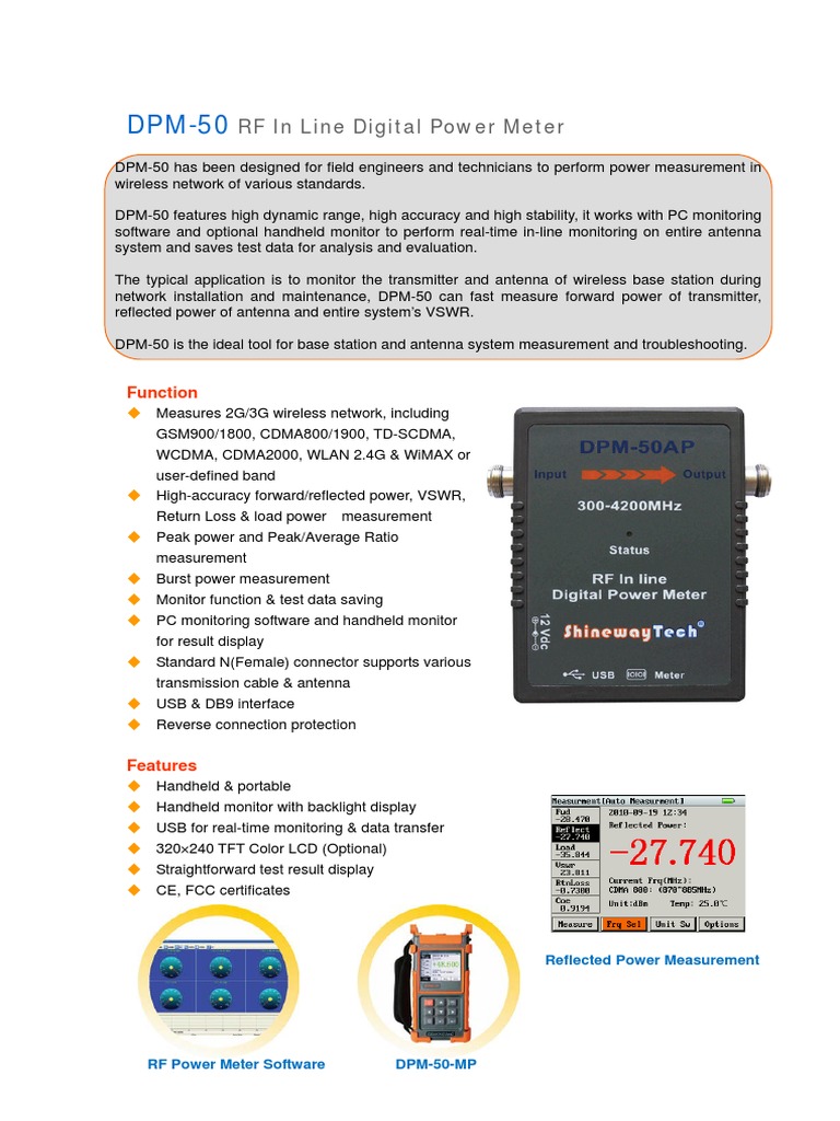 Handheld RF Power Meter DPM-50 | PDF | Computer Monitor | Antenna (Radio)