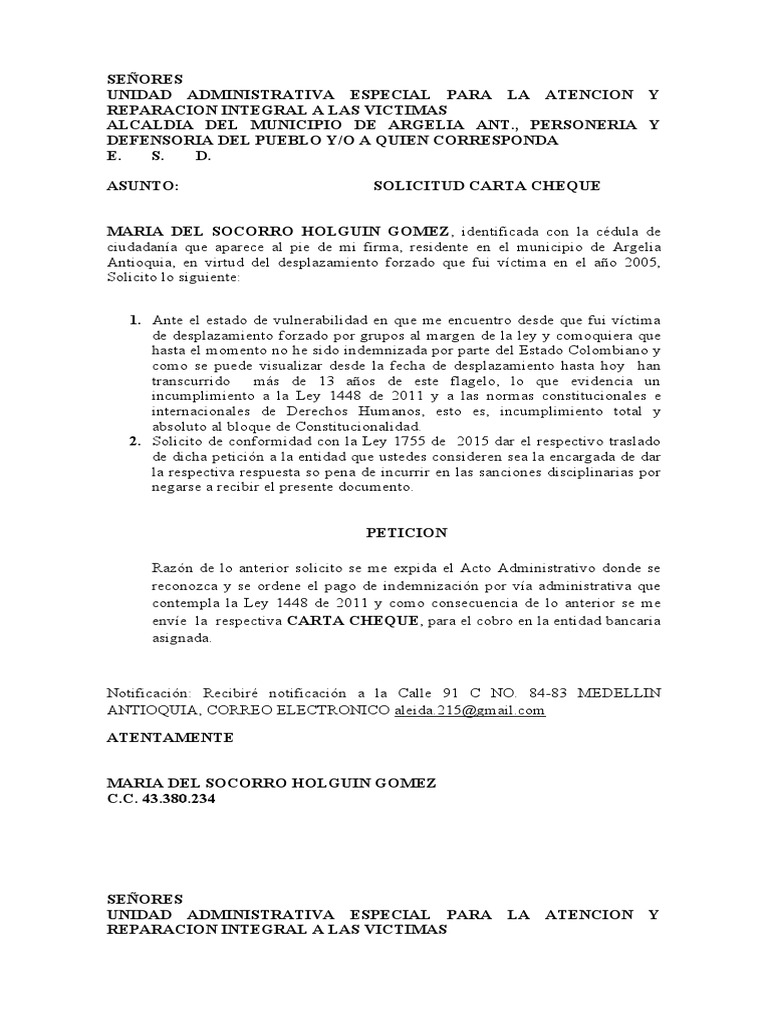 Carta Cheque | PDF | Cheque | Justicia