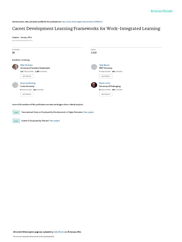 Career Development Learning Frameworks For Work-In | PDF | Self ...