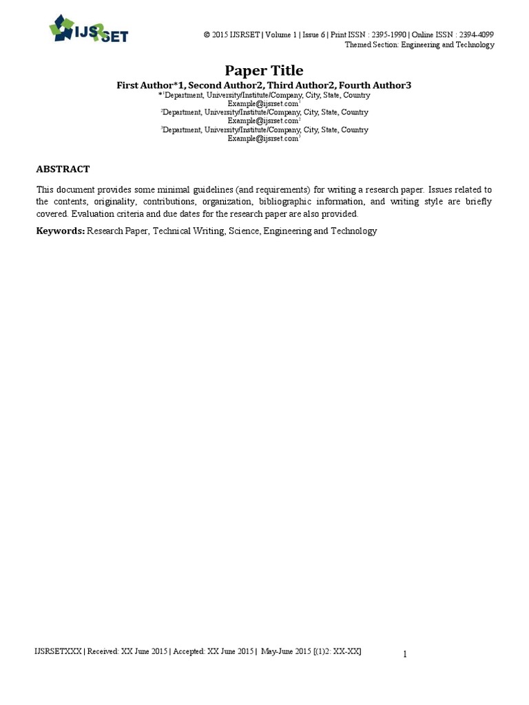 Paper Title: First Author 1, Second Author2, Third Author2, Fourth ...