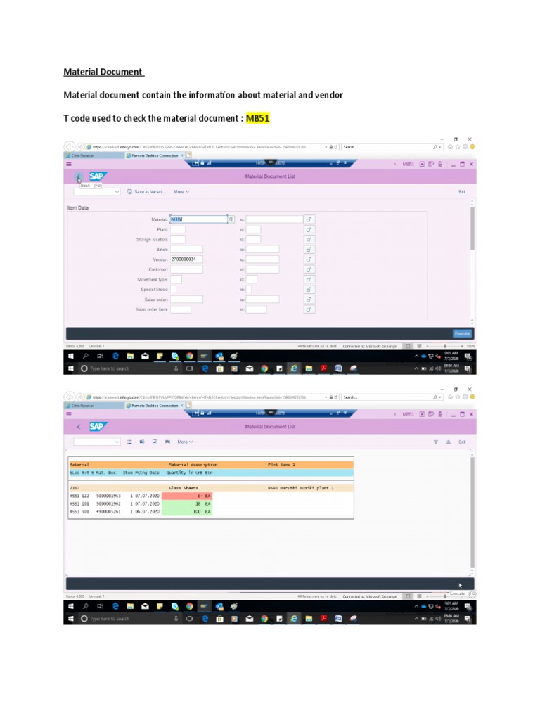 Material Document Contain The Information About Material and Vendor T ...