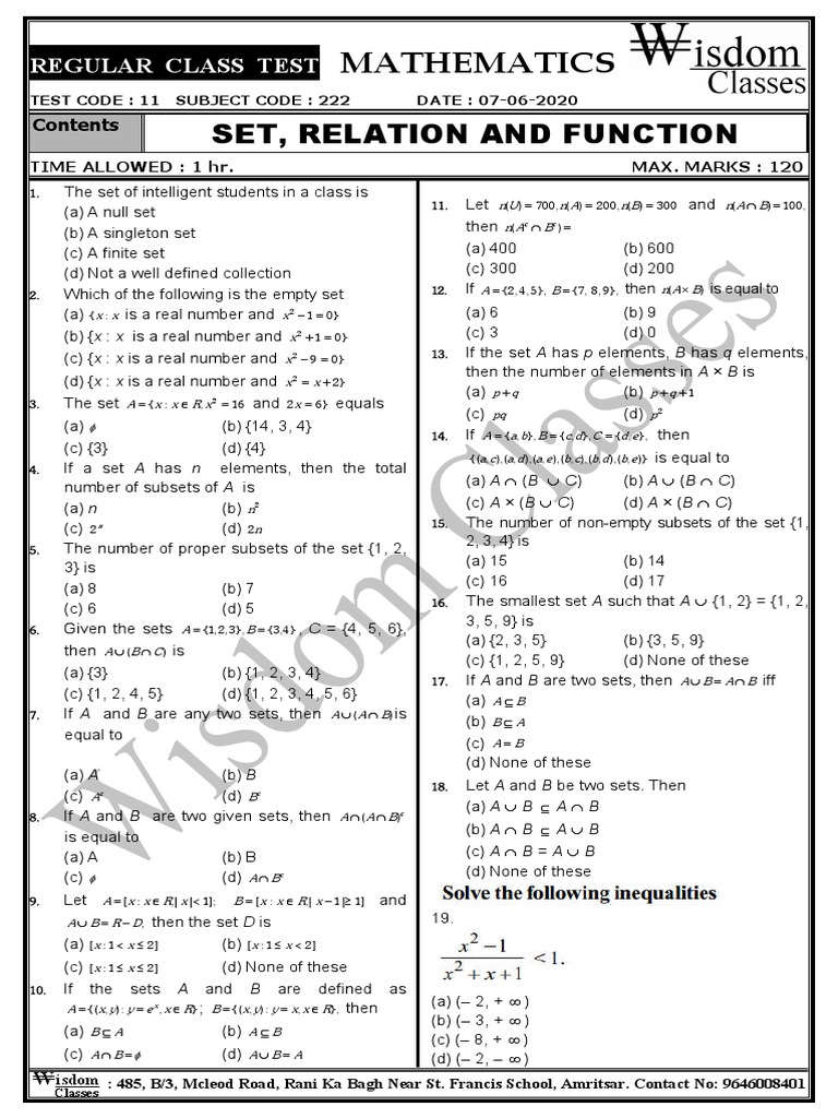 Mathematics: Set, Relation and Function | PDF | Empty Set | Real Number