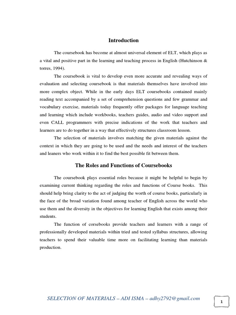 ELT Coursebook Selection Guide | PDF | Teachers | Evaluation