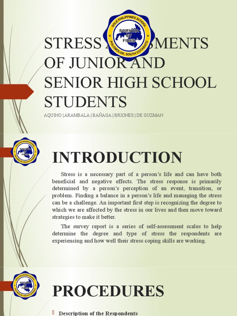 Stress Assessments of Junior and Senior High School | PDF | Survey ...