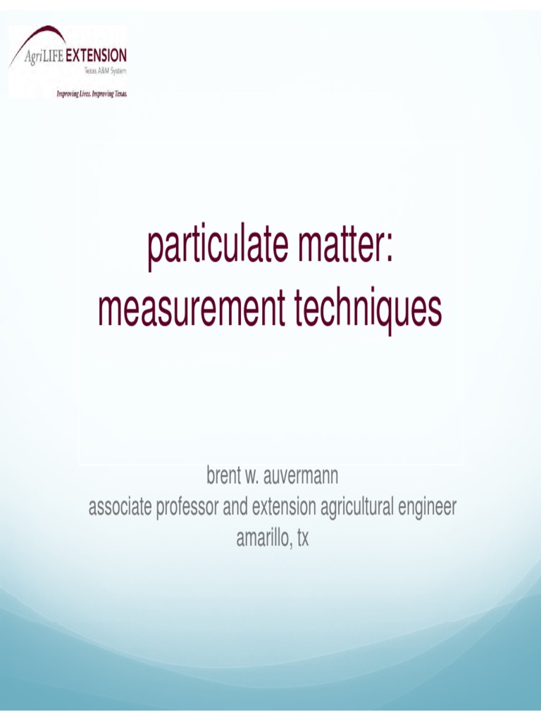 Particulate Matter: Measurement Techniques | PDF | Particulates | Nature