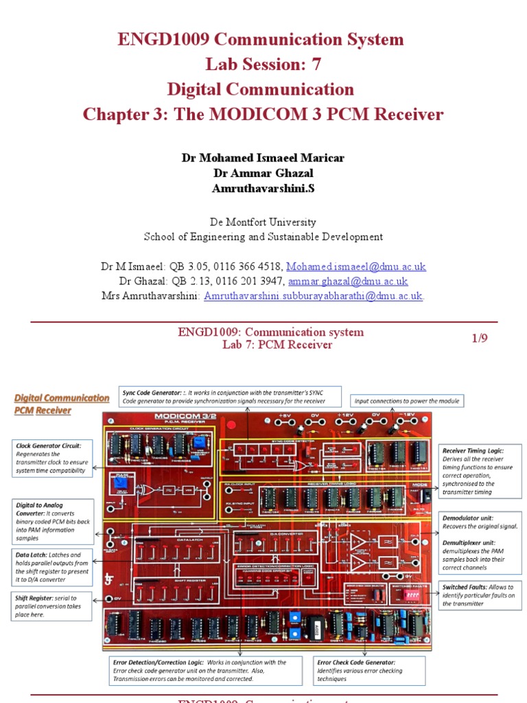 ENGD1009 Communication System Lab Session: 7 Digital Communication ...