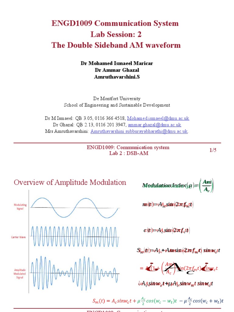 ENGD1009 Lab2 W18 2020 | PDF | Amplitude | Telecommunications Engineering
