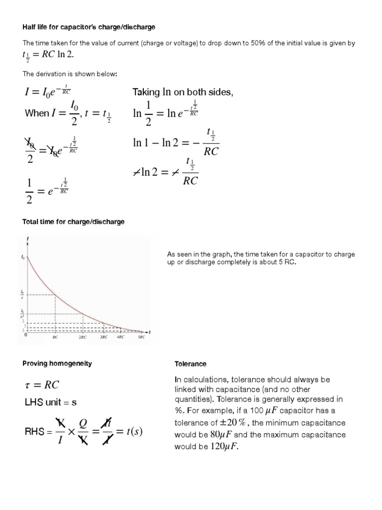 Half life for capacitor’s charge/discharge | PDF | Series And Parallel ...